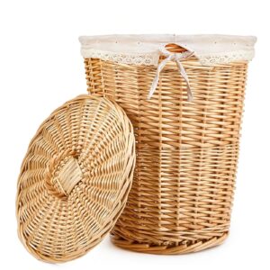 serdic handwoven wicker laundry hamper with removable liner bags,90l capacity,dirty clothes hamper laundry basket with lid,natural