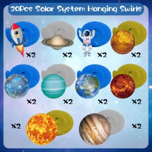 40 Pieces Solar System Hanging Swirl Decorations, Outer Space Party Ceiling Hanging Swirls Space Themed Party Swirls Streamers for Space Themed Birthday Baby Shower Party Decor Supplies