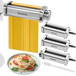 Pasta Attachment for Kitchenaid Stand Mixer,3 Pcs Pasta Maker Kitchen Aid Pasta Attachment for Kitchenaid Stand Mixer Included Pasta Roller, Spaghetti Cutter and Fettuccine Cutter by Gomen