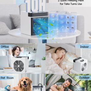 Portable Air Conditioner, Mini Personal Ice Fan with 3 Speeds, Small Anti-leakage Water Ice Cooling Air Cooler for Room Bedroom Office Home Tent (F-08)