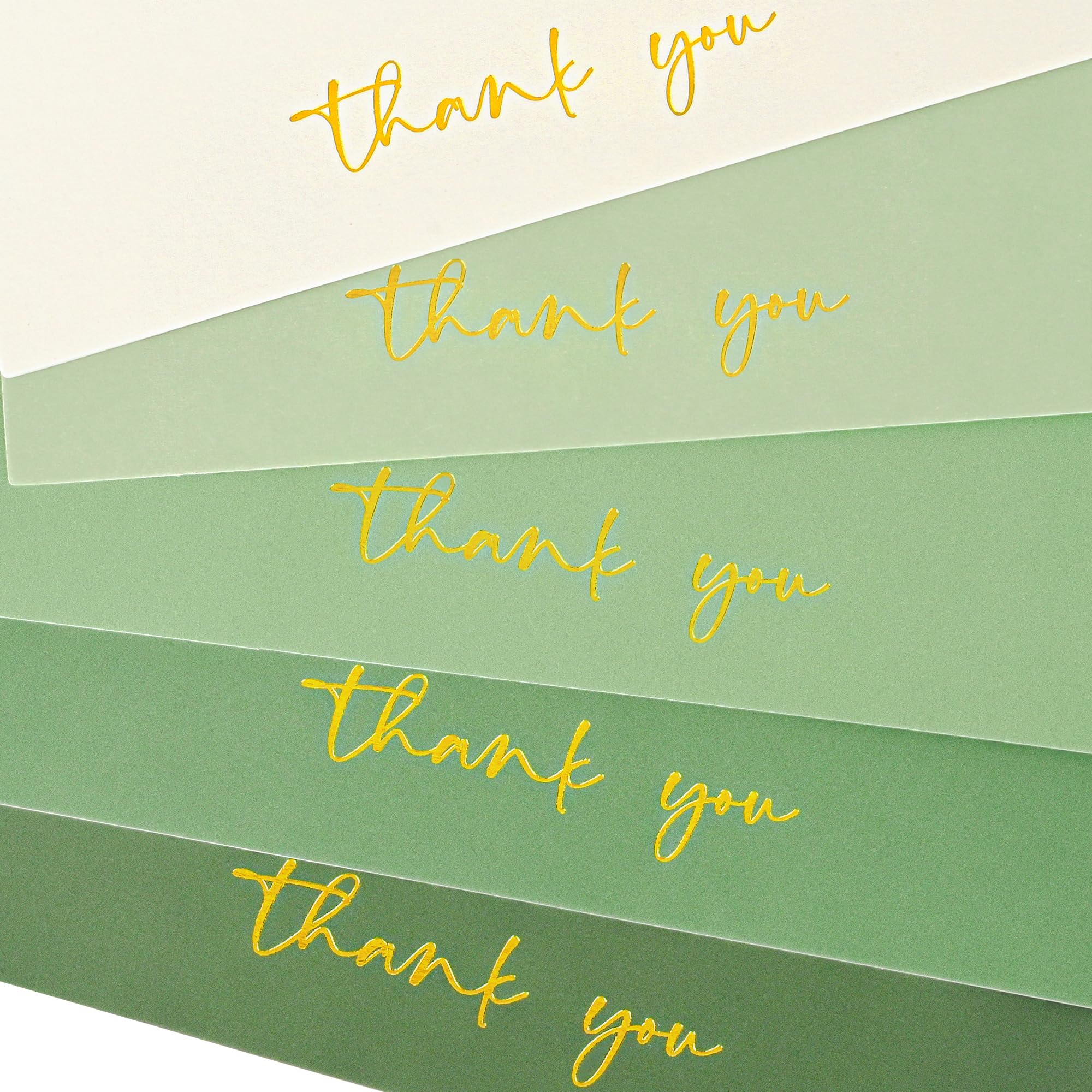 VEEYOL 100 Sage Green Thank You Cards with Envelopes, 5x3.75 Inches Gold Foil Thank You Notes For Wedding, Baby Shower, Graduation, Bridal, Business, Anniversary