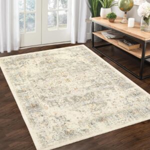 CAREMEE 8x10 Area Rug for Living Room Machine Washable Non Slip Vintage Retro Rugs Stain Resistant Distressed Rugs Large Rugs Low Pile Throw Rug for Dining Room Home Office, Hazel