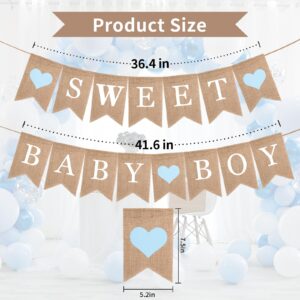 Sweet Baby Boy Banner Sign - Pre-Strung Welcome Baby Banner Baby Shower Banner - Baby Boy Banner Sign for Backdrop - Baby Shower Banner Sign Decorations for Baby Shower