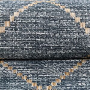 TAPISO Melissa Area Rug 4x6 ft - Indoor Outdoor, Geometric Stripes, Non-Shedding, Easy-Cleaning, Durable Carpet for Patio, Terrace, Living Room, Bedroom, Kitchen, Blue Beige (120x180 cm)