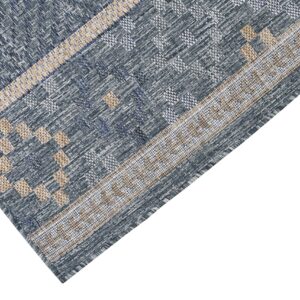 TAPISO Melissa Area Rug 4x6 ft - Indoor Outdoor, Geometric Stripes, Non-Shedding, Easy-Cleaning, Durable Carpet for Patio, Terrace, Living Room, Bedroom, Kitchen, Blue Beige (120x180 cm)