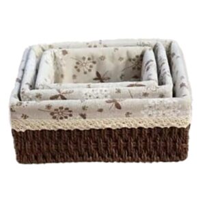 Delectable Garden Wicker Baskets (Set of 3) for organizing and storage, cloth lined, quality home decor