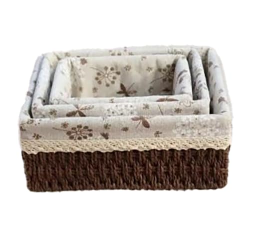 Delectable Garden Wicker Baskets (Set of 3) for organizing and storage, cloth lined, quality home decor