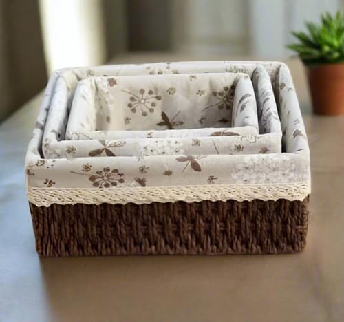 Delectable Garden Wicker Baskets (Set of 3) for organizing and storage, cloth lined, quality home decor