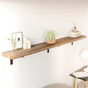 FHCKIG 72'' Floating Wall Shelf, Rustic Shelf for Room Decor, Hanging Shelves for Wall, Long Floating Shelf, Kitchen Storage Shelf Burnt