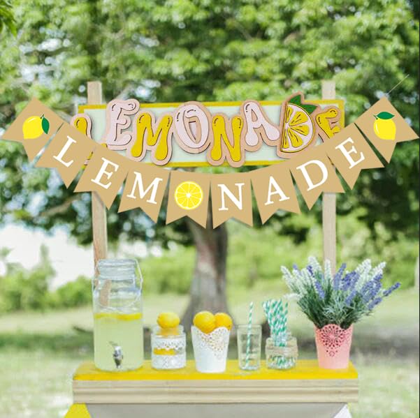 Lemonade Banner Lemonade Stand Sign Lemonade Stand Supplies for Lemonade Stand Decorations Lemon Garland Summer Birthday Lemonade Decor Lemon Party Decorations Lemon Themed Party Decor