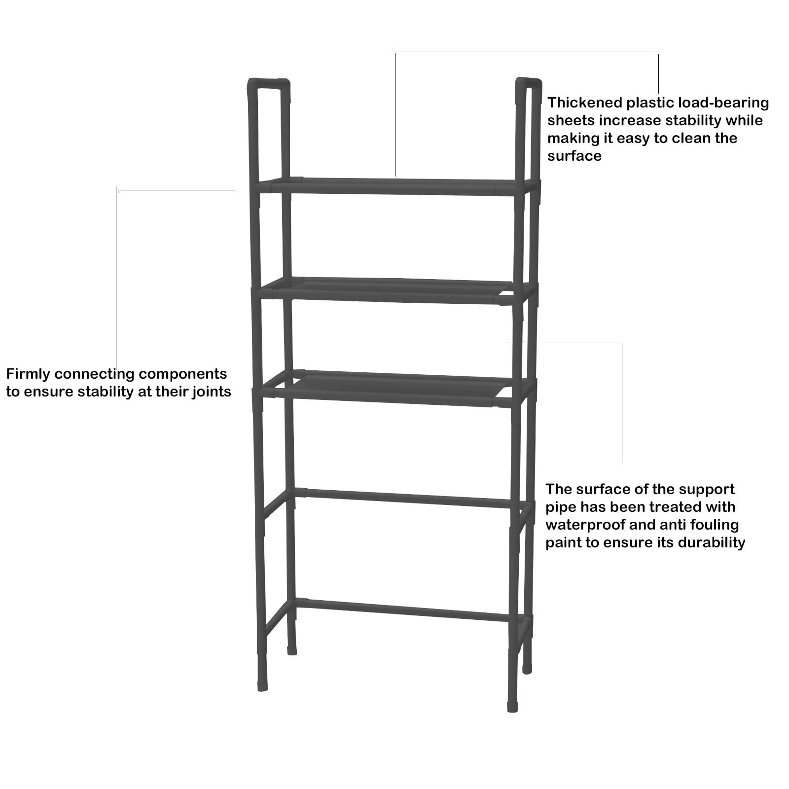 Bathroom Shelves 3 Layer, Space Saving Toilet Shelf, Storage Rack Above The Toilet Stainless Steel 3-Layer Bathroom Storage Rack Bathroom Storage for Accommodate Toiletries and Daily Necessities