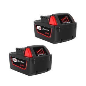 2pack 5.0ah 18v replacement for milwaukee m18 battery, replace for all milwaukee m18 battery 48-11-1850 48-11-1840 m18 m18b cordless power tools compatible with milwaukee 18 volt original charger