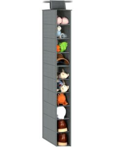 neatjelai hanging shoe organizer 10 tier hanging shelves for closet organizers and storage system，foldable design, for wardrobe, baby clothes organization and storage，gray