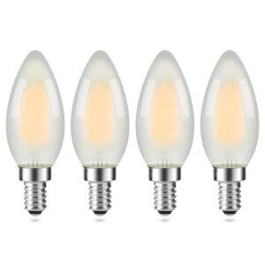 candelabra led light bulbs 25w equivalent, e12 base, 2700k soft warm white, frosted e12 led bulb dimmable, b11 chandelier light bulbs, 2w, 200lm, candle light bulbs, 4 pack