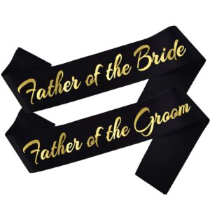 hubeisiyu 2pcs father of the bride and groom sashes, bridal shower sashes for father of the bride and groom, just married gift engagement accessories wedding party supplies