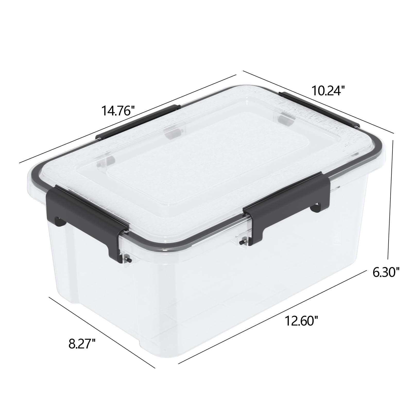 Callyne 12 Quart Clear Plastic Storage Box with Gasket Seal Lid, Set of 6 Stackable Plastic Storage Bins with Secure Latching Buckles