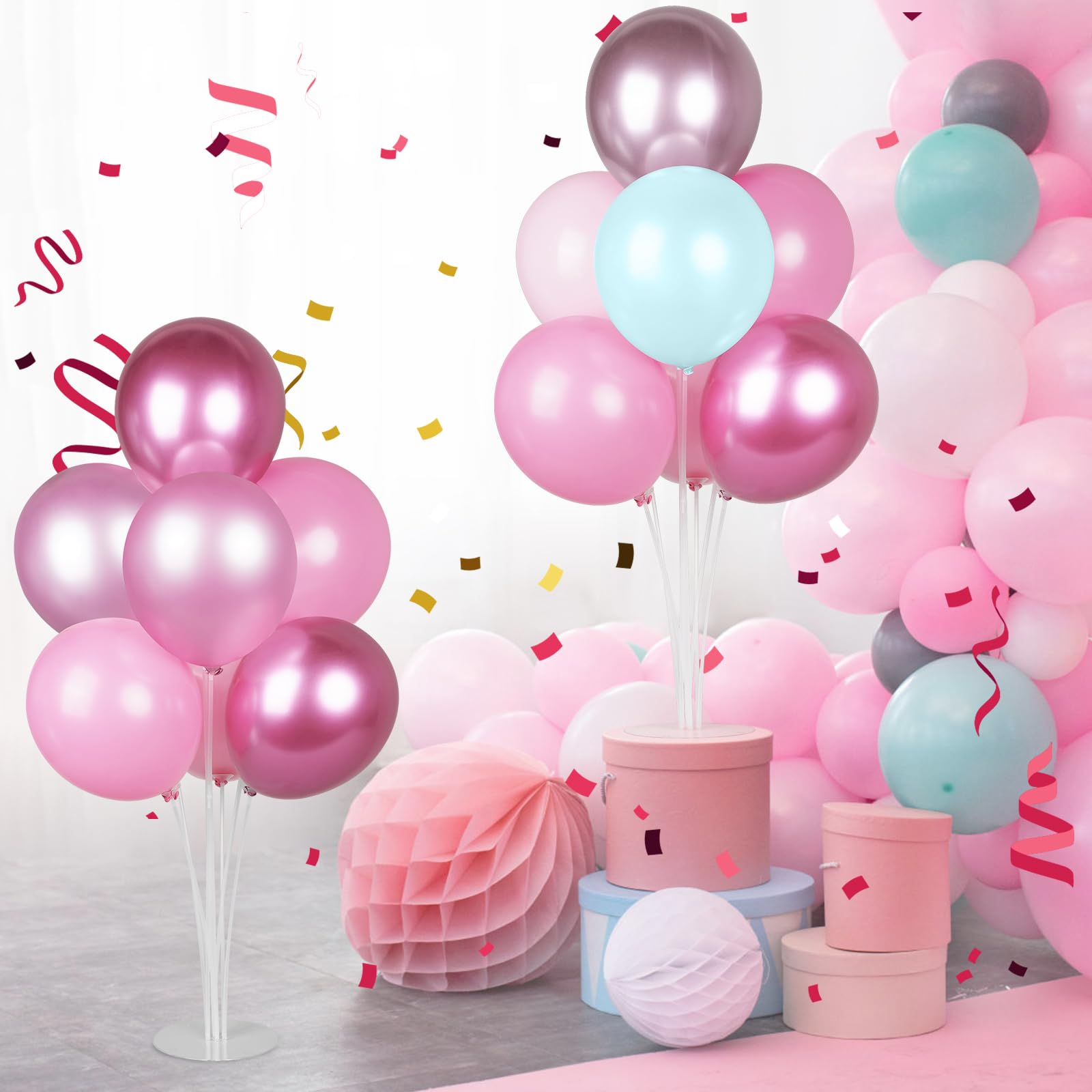 Balloon Stand Kit for Table, 4 Sets Balloon Sticks Holder with Base for Baby Shower Graduation Birthday Wedding Anniversary Festival Party Balloon Centerpieces for Tables Decorations