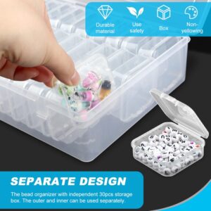 HINMAYGO Bead Organizer Box, 31pcs Small Bead Organizers, Storage Plastic Cases, Mini Plastic Containers, Clear Plastic Storage Boxes for Small Items Art Craft Jewelry Bead