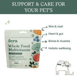 Fera Pet Organics Whole Food Multivitamin Cat and Dog Food Topper - Vet Created Cat & Dog Vitamins Plus Minerals, Micronutrients, Prebiotics and Probiotics – Powder Supplement - 3.7oz