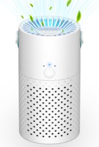 mini portable air purifier,white hepa air purifier for home with usb cable for home bedroom office pet room air cleaner for car with silence and homemade aromatherapy