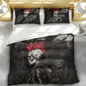 Aimery Punk Rock Duvet Cover Set - Soft and Breathable, Microfiber Comforter for All Seasons with Bold Punk Rock Designs (King (104"x90"),04)