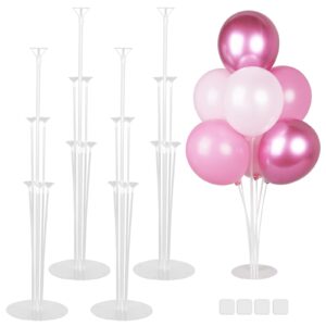 balloon stand kit for table, 4 sets balloon sticks holder with base for baby shower graduation birthday wedding anniversary festival party balloon centerpieces for tables decorations