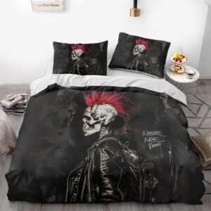 aimery punk rock duvet cover set - soft and breathable, microfiber comforter for all seasons with bold punk rock designs (king (104"x90"),04)