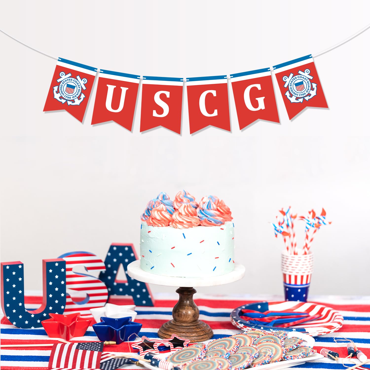 Military USCG Banner,US Coast Guard Graduation Parties, Retirement, Welcome Home & Birthdays Party Decoration Supplies