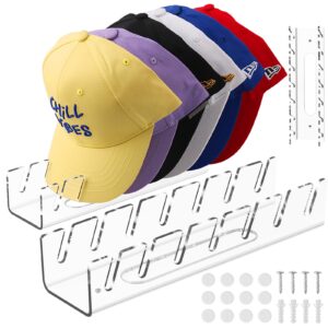 hat rack for baseball cap 2 pack hat organizer for 14 baseball caps acrylic hat stand for display organizer storage hat holder for closet/ wall/ dresser/ showcase - easy grab | ideal gift | no install