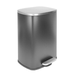 TARUNMO Garbage Can 13 Gallon Tall Kitchen Soft Close Lid,Stainless Steel Trash Can 13 Gallon Step-on,50 Liter Trash Can Commercial, Trash Can Kitchen 13 Gallon Fingerprint-Resistant