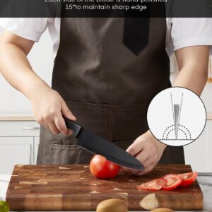 Knife Block Set, FOHERE 13 Pcs Self Sharpening Knife Set, High Carbon Stainless Steel BO Oxidation Knife Set with Anti-slip Handle, Dishwasher Safe, Matte Gray