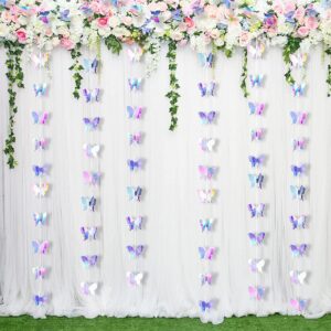 goresory 4piece butterfly hanging garlands 3d laser butterfly streamers decoration for wedding birthday party bridal shower decorations (laser)