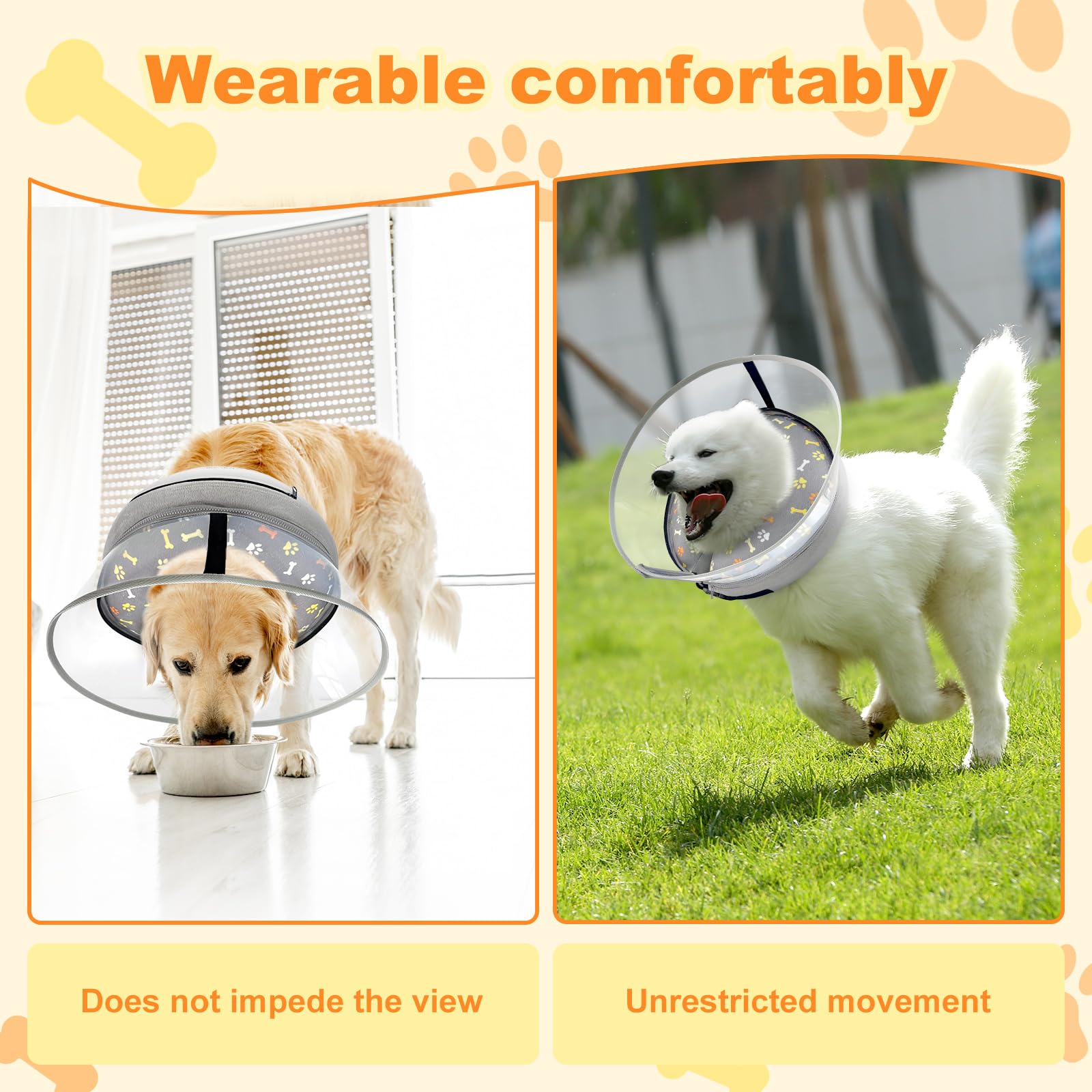 Uaidie Dog Cone Collar with Enhanced Anti-Licking, Inflatable Dog Cone After Surgery, Adjustable Size with Soft Padding for Small Medium Large Dogs - XL