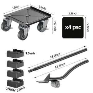 LOYAL TIGER Furniture Dolly,Furniture Mover Pro Set,Furniture Lifter with 5 360° Rotatable Rubber Universal Wheels，Carbon Steel Panel Furniture Movers，Maximum Load 2000LBS.