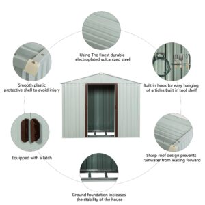 8ft x 4ft Outdoor Storage Shed Weather Resistant Sliding Doors Padlock Punched Vents Shed for Home Garden Backyard White