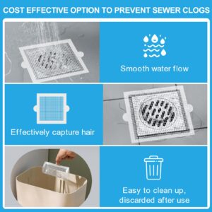 Qoosea 30 Pack Disposable Shower Drain Hair Catcher Shower Drain Cover Hair Catcher Mesh Stickers for Bathroom Washbasin Bathtub Kitchen Sink for Human and Pet Hair