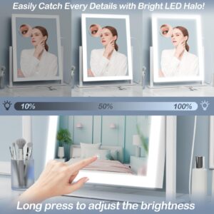 Gvnkvn Lighted Makeup Mirror, Hollywood Vanity Mirror with Lights, Three Color Lighting Modes, and Detachable 10X Magnification Mirror, Smart Touch Control, 360°Rotation (15.2in.)