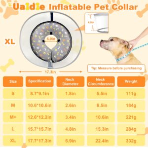 Uaidie Dog Cone Collar with Enhanced Anti-Licking, Inflatable Dog Cone After Surgery, Adjustable Size with Soft Padding for Small Medium Large Dogs - XL