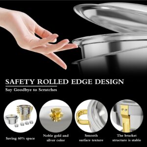 Chafing Dishes for Buffet 4 Pack, 6QT Round Chafing Dishes for Buffet [Elegant Gold and Silver Colors] Stainless Steel Chafing Dish Buffet Set for Any Party