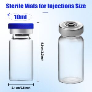 otwooi 10ml Sealed Empty Vials for Injection, Transparent Glass Vials Self-Healing Injection Port, Liquid Sample Storage Vial with Caps(10pcs)