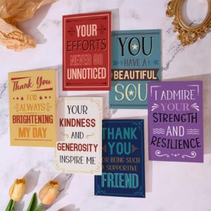 Employees Appreciation Cards Bulk, Thank You Motivational Cards for Business Team Work, Encouragement Affirmation Note Cards for Staff Coworker Friend Family - 12 Unique Designs(4 x 6 In, 24 Pack)