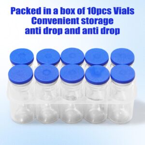 otwooi 10ml Sealed Empty Vials for Injection, Transparent Glass Vials Self-Healing Injection Port, Liquid Sample Storage Vial with Caps(10pcs)