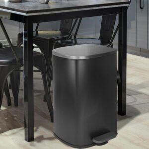 TARUNMO Garbage Can 13 Gallon Tall Kitchen Soft Close Lid,Stainless Steel Trash Can 13 Gallon Step-on,50 Liter Trash Can Commercial, Trash Can Kitchen 13 Gallon Fingerprint-Resistant