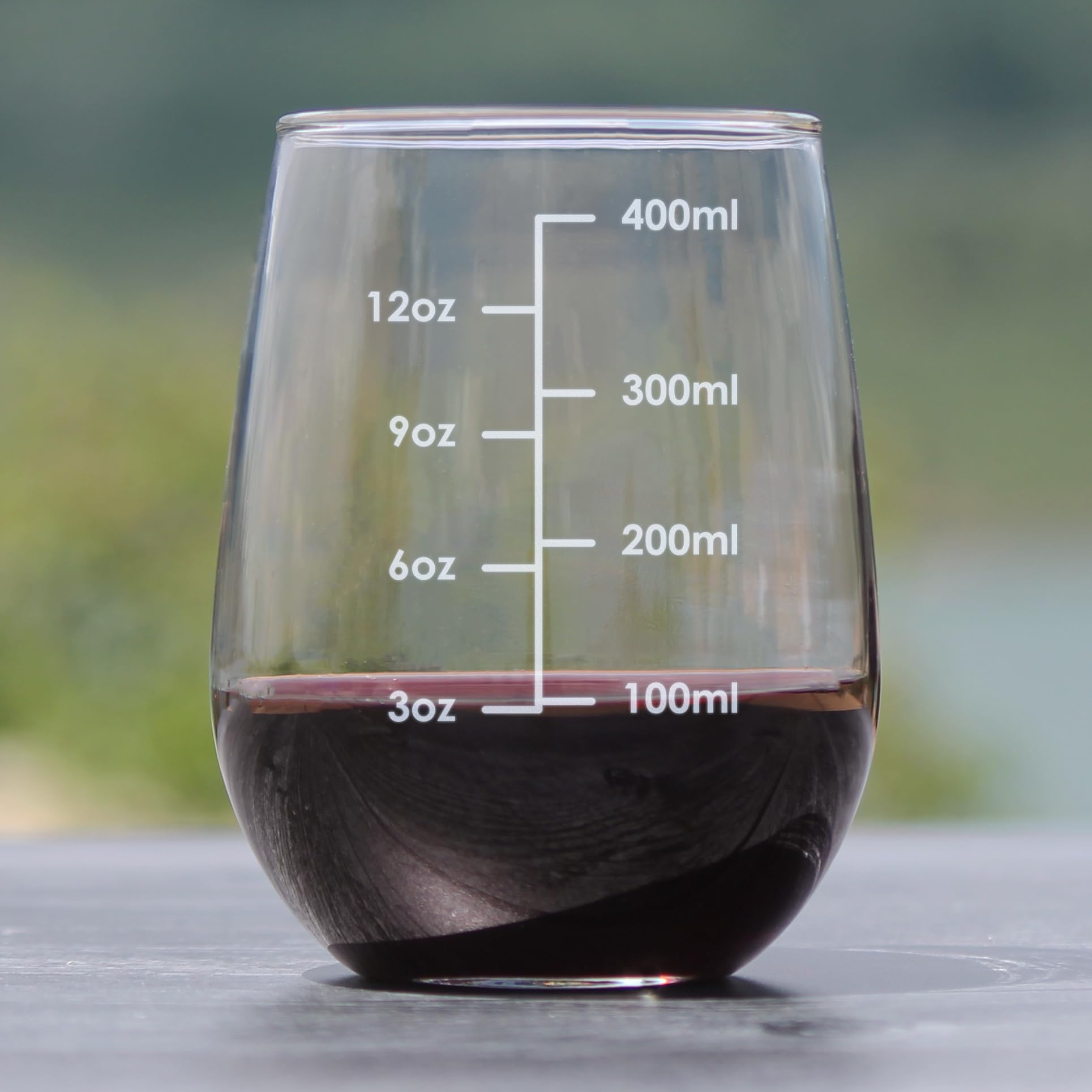 Wine Measuring Cup - Stemless Wine Glass - Engraved Measurement Lines for Portion Control - Ounces and Metric - Large 17 Ounce