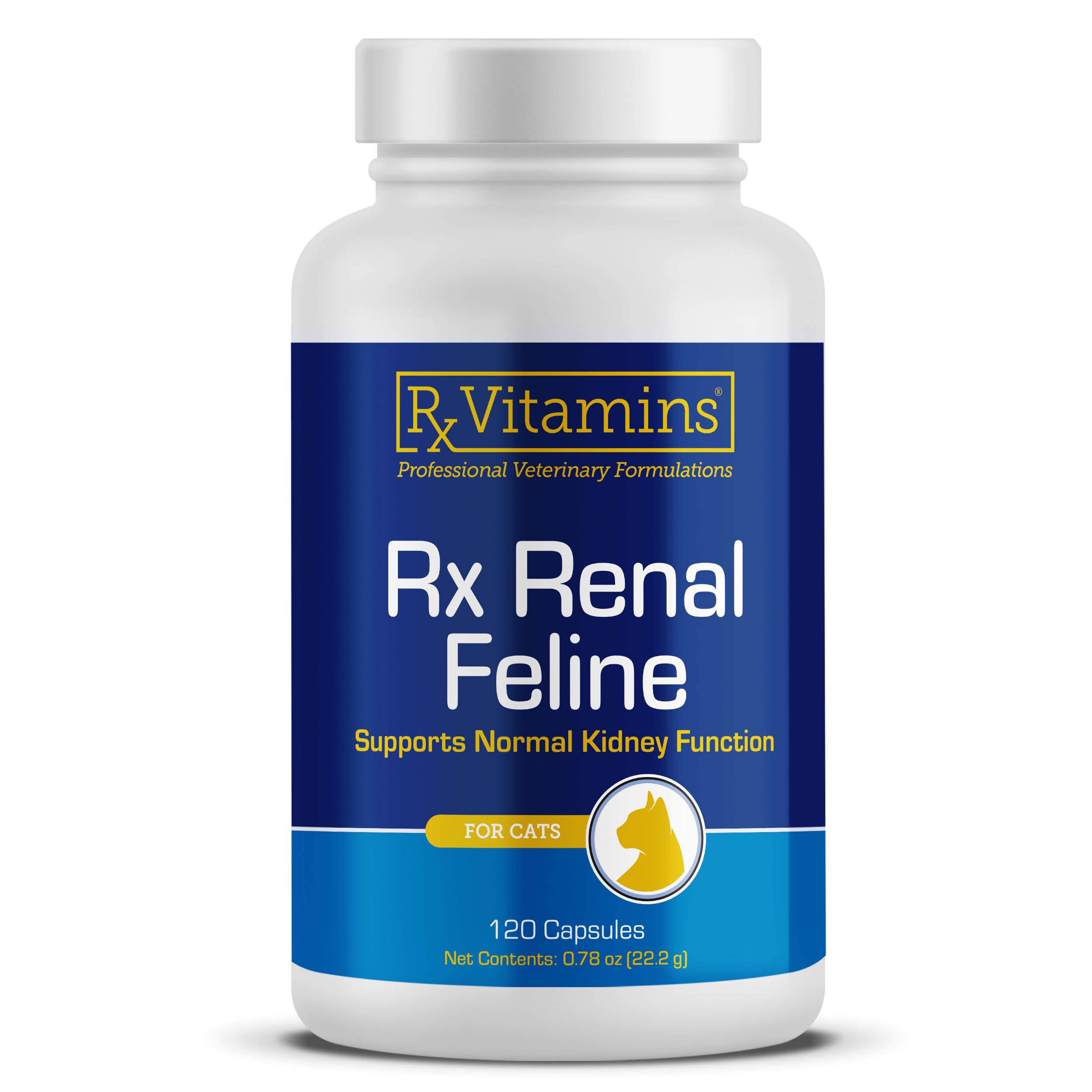 Rx Vitamins Renal Feline - Cat Kidney Support with Milk Thistle for Cats - Anti Inflammatory for Cats - Boosts Cat Antioxidant Health & Cat Liver Support - Cat Immune Booster - 120 Capsules