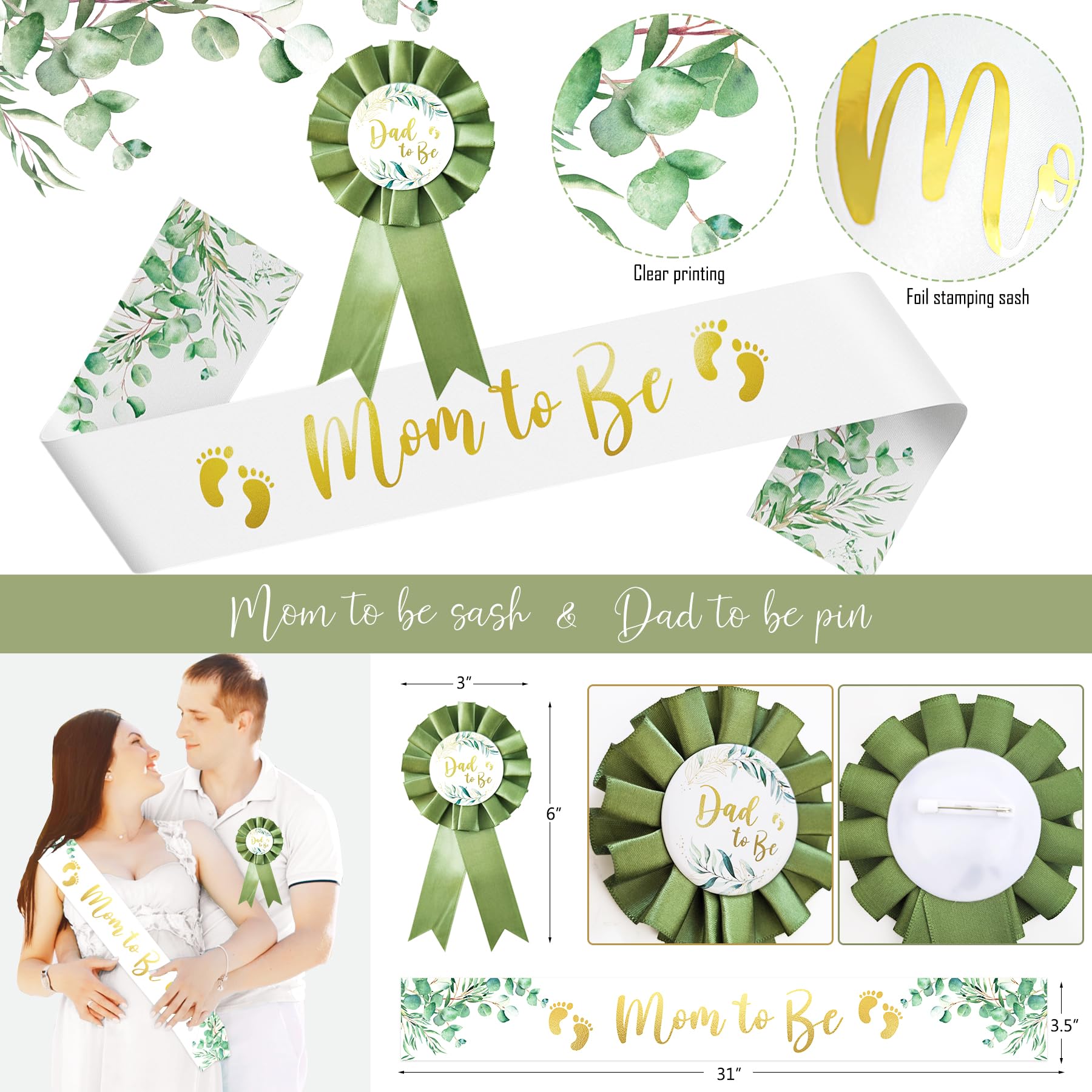 Sage Green Baby Shower Decorations, Gender Neutral Baby Shower Decorations, Greenery Baby Shower Party Supplies, Oh Baby Backdrop Tablecloth Balloon Garland BABY Box Welcome Baby Banner