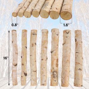 Prsildan 12 Pack White Birch Logs for Fake Fireplace Decorative Natural Birch Tree Branches Wood DIY Fire Logs Crafts for Indoor Outdoor Gas Faux Fireplace Filler Decoration (0.8"-1.6" Dia)