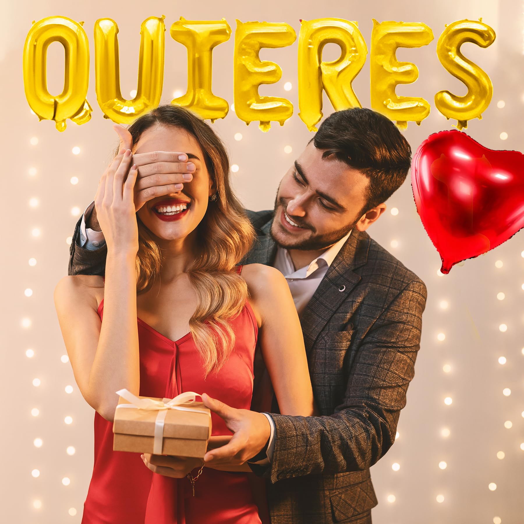 QUIERES SER MI NOVIA - 16'' Will You Be My Girlfriend Balloons Spanish with 200pcs Artificial Rose Petals for Valentines Day Decorations (Quieres Ser Mi Novia Balloons Gold)