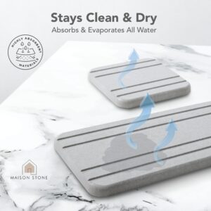 Maison Stone Bathroom Tray w/Bonus Vanity Tray. Absorbent Bathroom Trays for Counter. Multipurpose 8x4 Countertop Tray. Perfume Tray. Kitchen Soap Tray. Time Saving Bathroom Counter Tray.