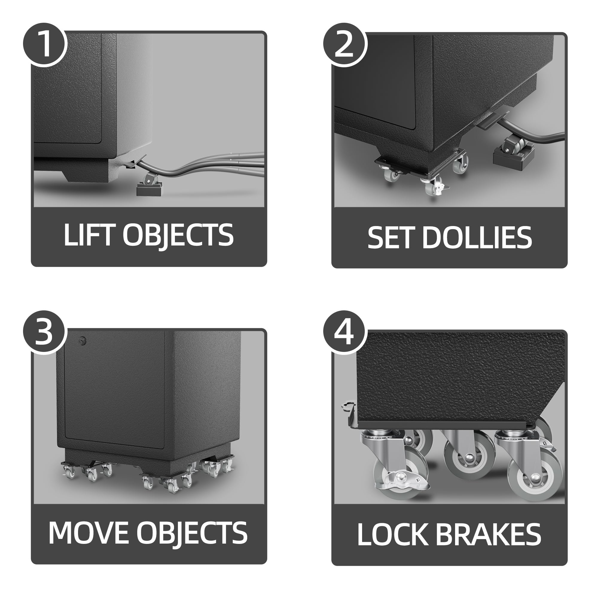 LOYAL TIGER Furniture Dolly,Furniture Mover Pro Set,Furniture Lifter with 5 360° Rotatable Rubber Universal Wheels，Carbon Steel Panel Furniture Movers，Maximum Load 2000LBS.